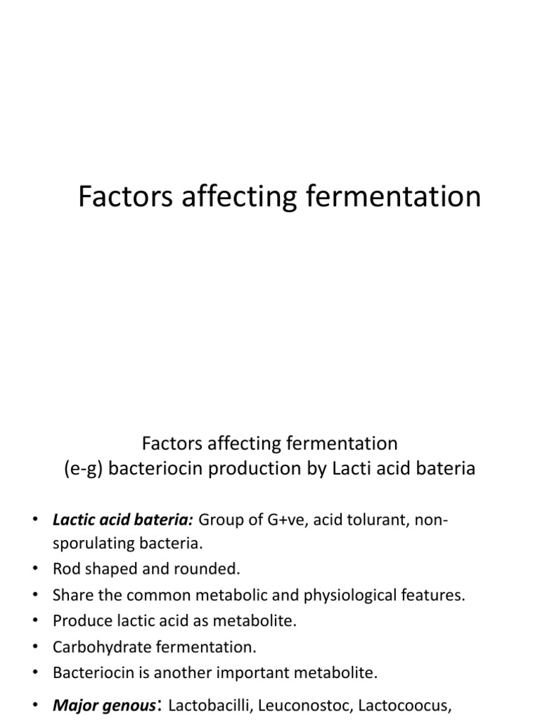 Factors Influencing Fermentation Process | PDF | Fermentation | Lactic Acid