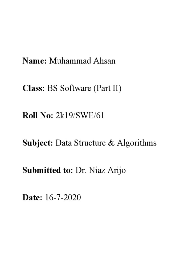 Ahsan Assignment 1 Pdf Software Development Algorithms And Data Structures
