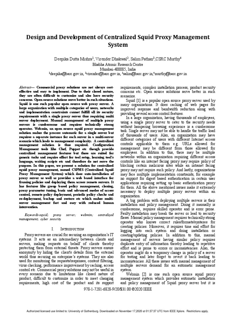 Design and Development of Centralized Squid Proxy Management System ...