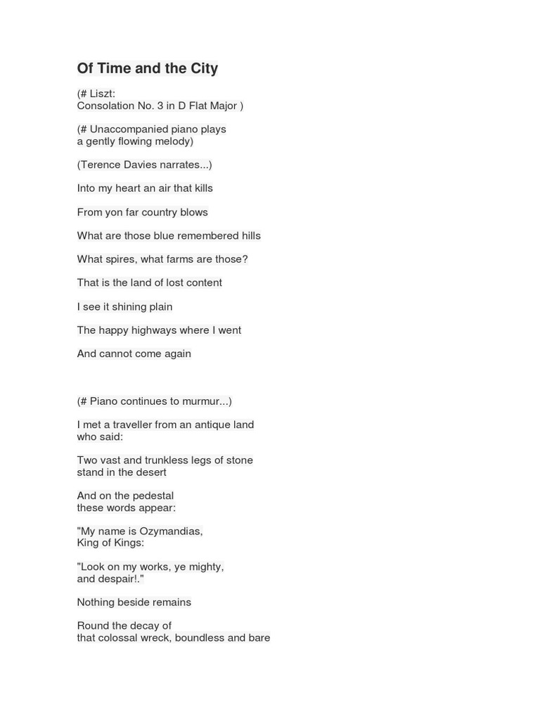 Of Time and The City - Script | PDF | Elizabeth Ii | Entertainment ...