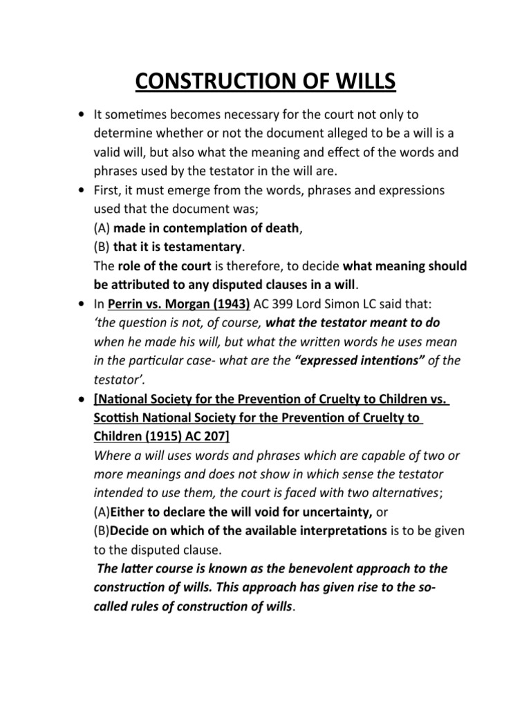 Construction of Wills | Download Free PDF | Ambiguity | Will And Testament