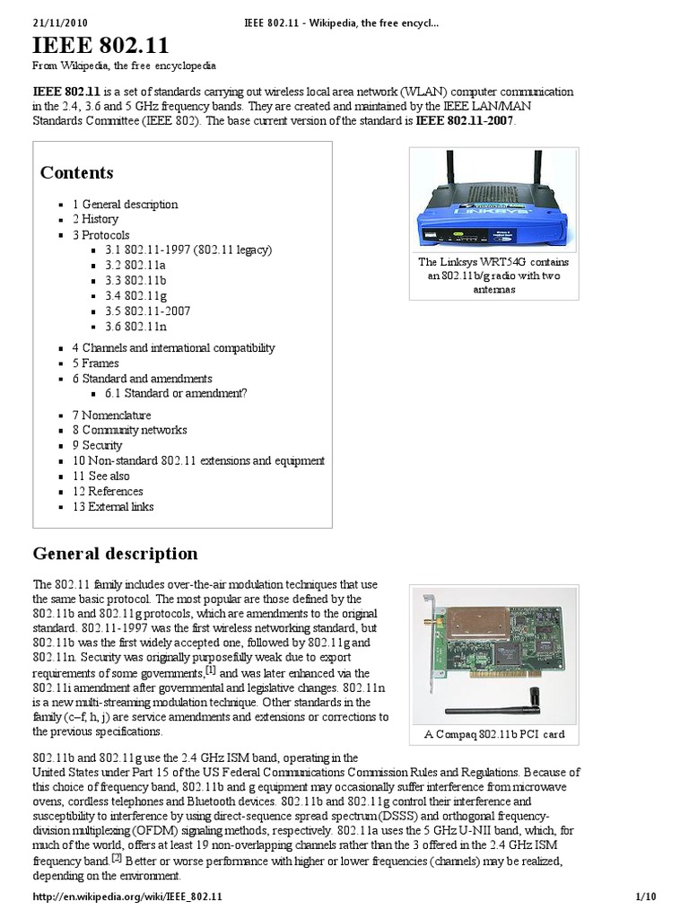 IEEE 802.11 - Wikipedia, The Free Encyclopedia | PDF | Ieee 802.11 | Wi Fi