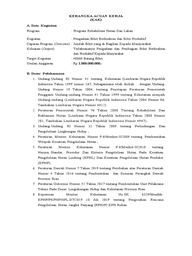 KAK Pengadaan Bibit | PDF | Griya & Taman | Sains & Matematika