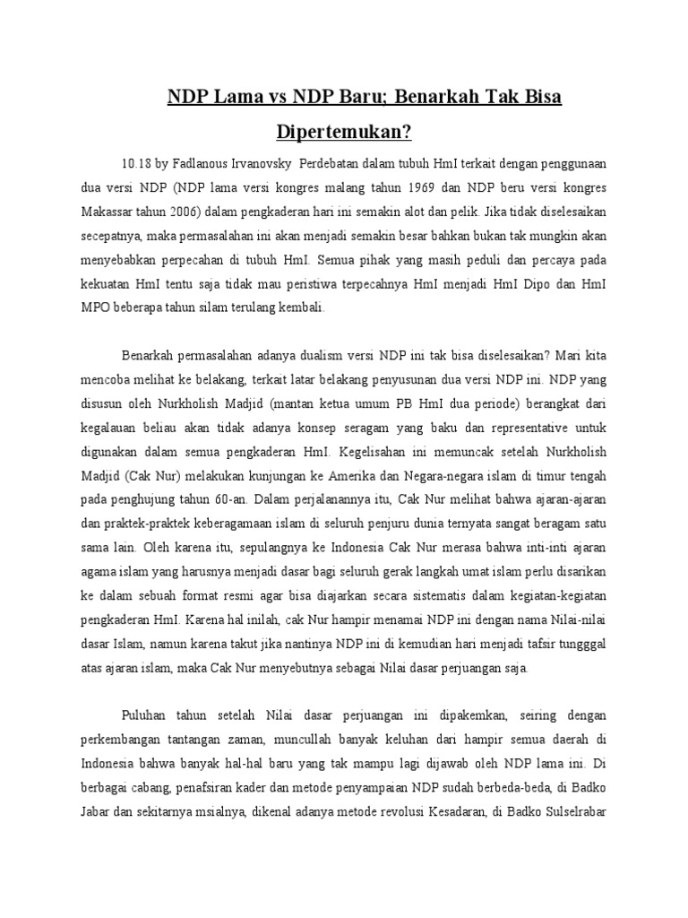 NDP Lama DGN NDP Baru | PDF