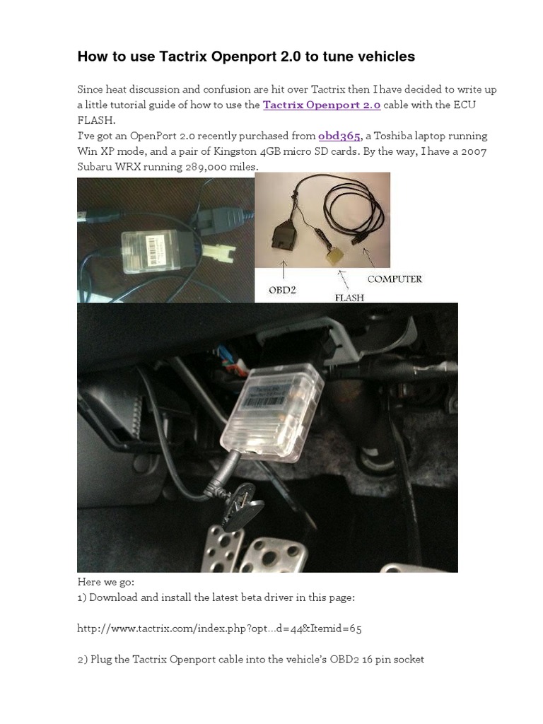 How To Use Tactrix Openport 2.0 To Tune Vehicles | PDF