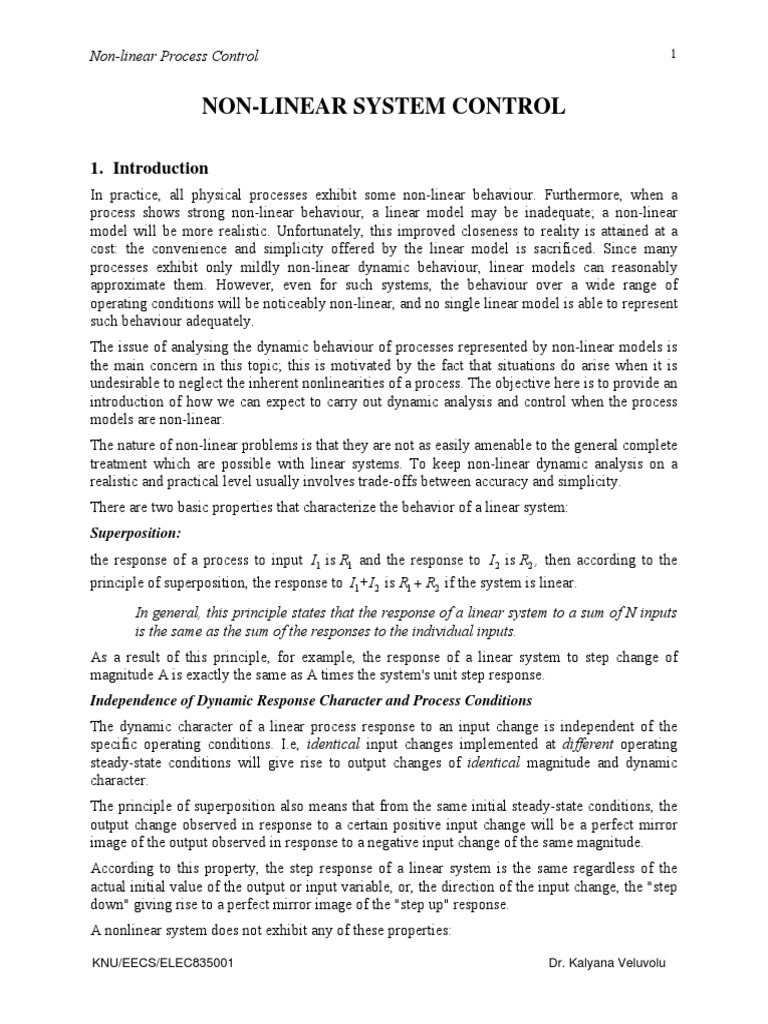 Non-linear Process Control Techniques | PDF | Nonlinear System ...