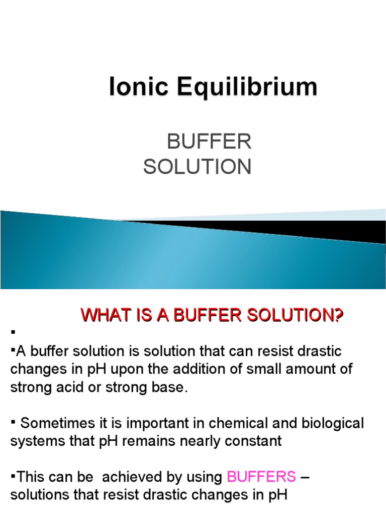 Chapter 4.0 Buffer Solution | PDF | Buffer Solution | Acid Dissociation Constant
