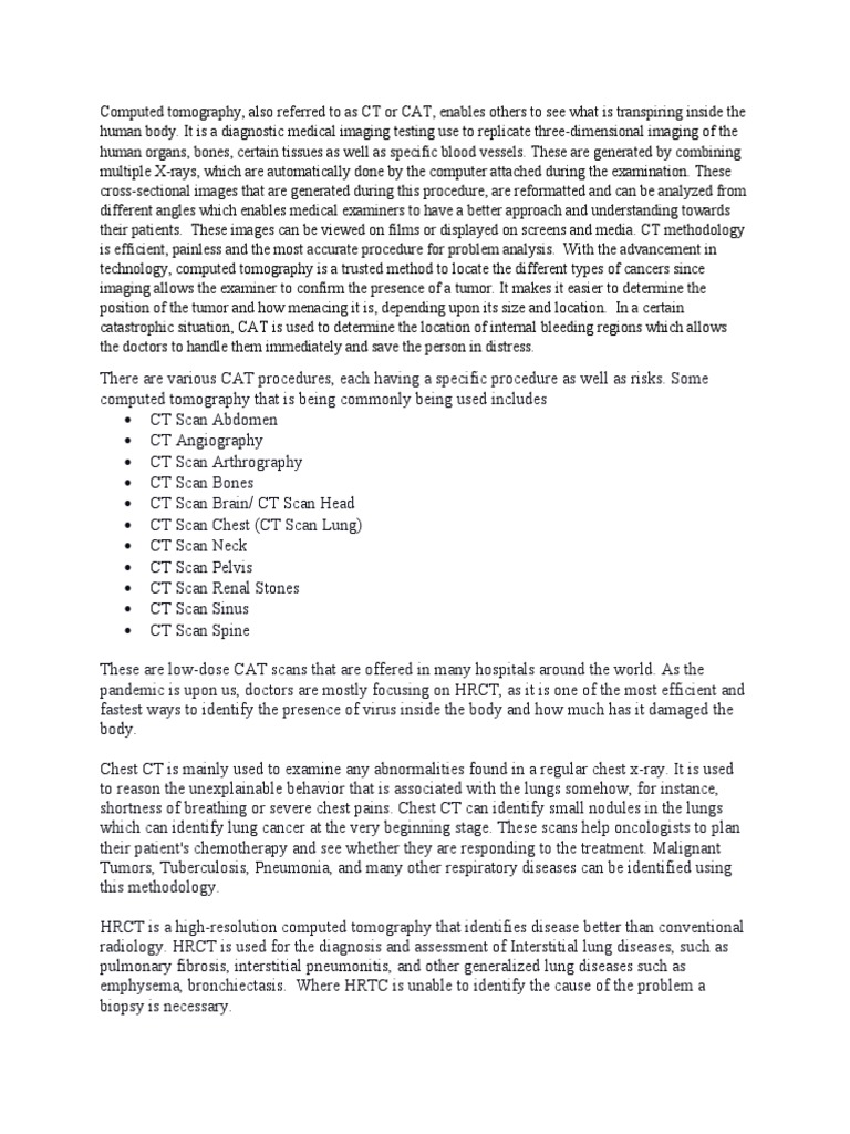Computed Tomography | PDF | Ct Scan | Clinical Medicine
