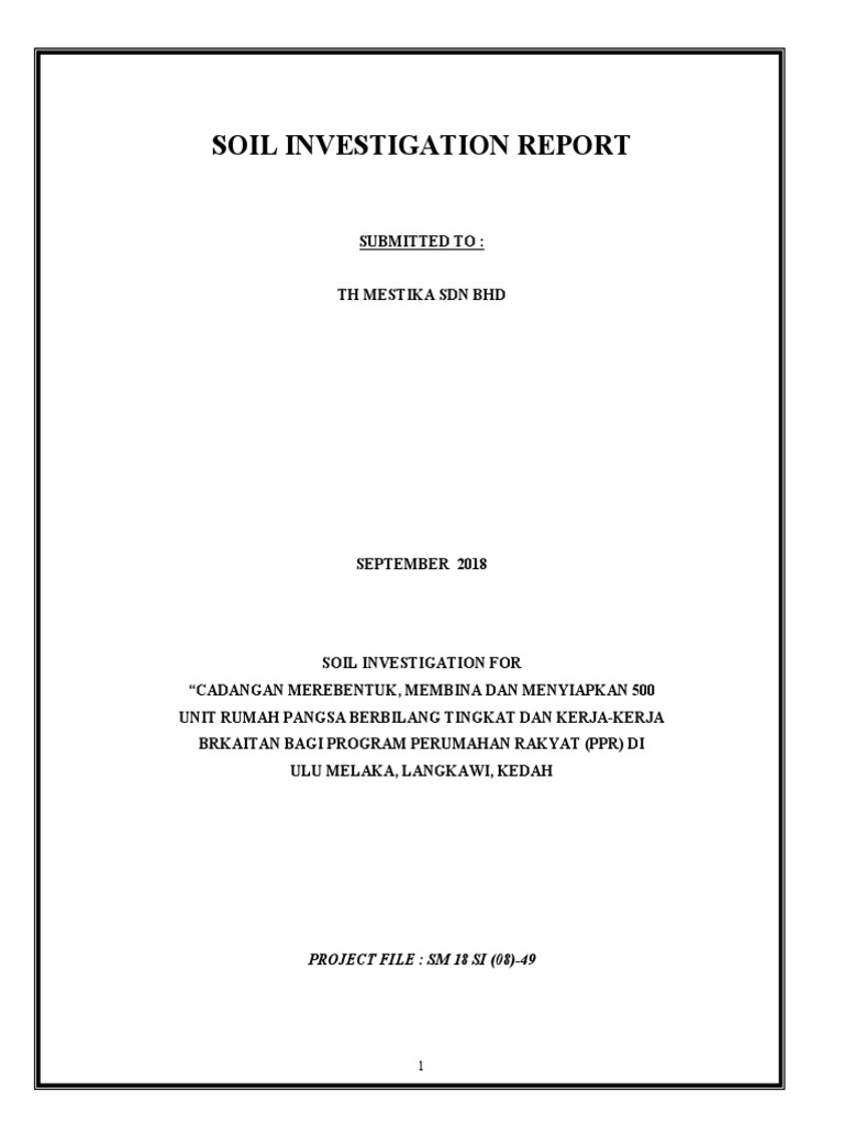 SI REPORT Ulu Melaka | PDF | Natural Materials | Soil