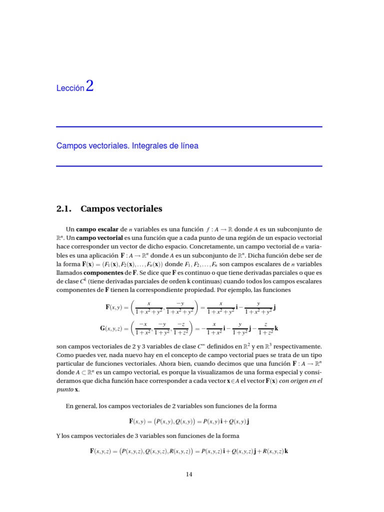 Campos Vectoriales | PDF | Integral | Vector Euclidiano