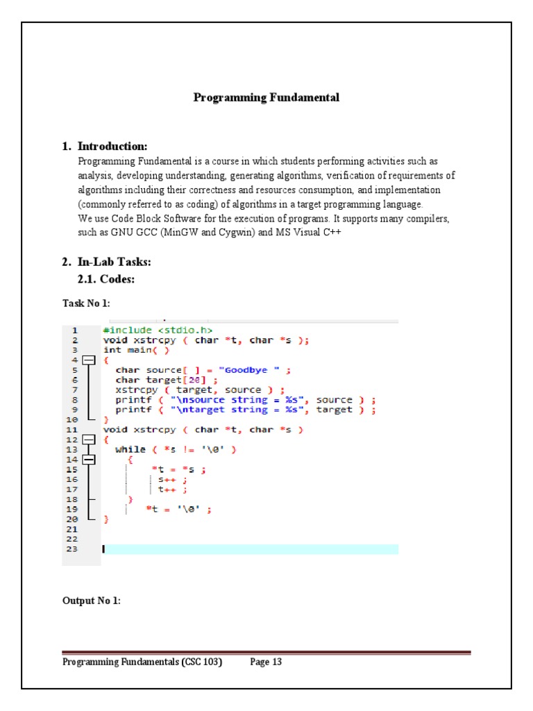 Programming Fundamental: Task No 1 | PDF | Art | Computers
