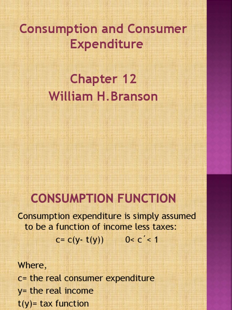 Consumption and Consumer Expenditure William H.Branson | PDF ...