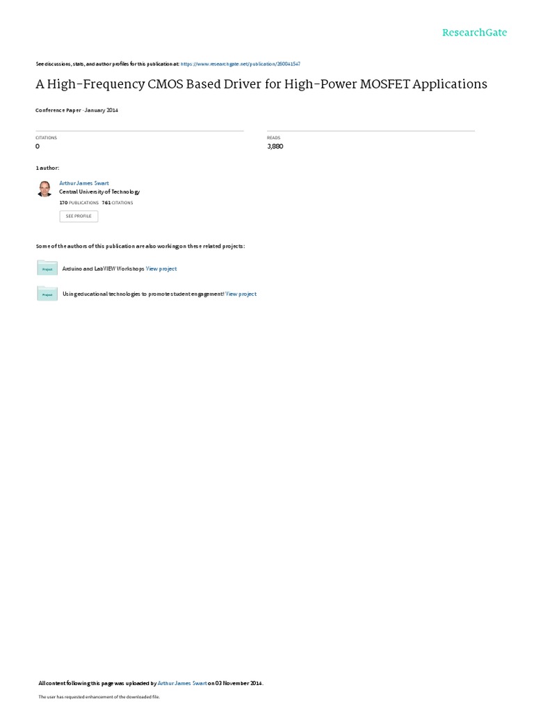 A High Frequency Cmos Based Driver For High Power Mosfet Applications