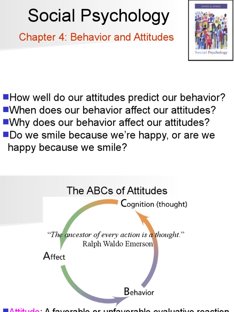 Social Psychology: Chapter 4: Behavior and Attitudes | PDF | Attitude (Psychology) | Social ...