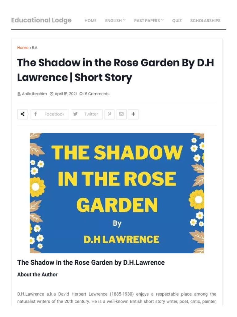 The Shadow in The Rose Garden by D.H Lawrence - Short Story | PDF ...