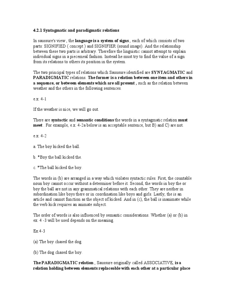 Syntagmatic and Paradigmatic Relations | PDF | Noun | Word