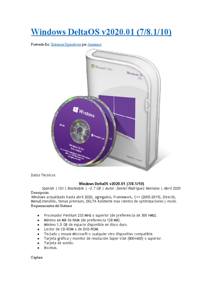Descargar Windows DeltaOS 2020.01 | PDF