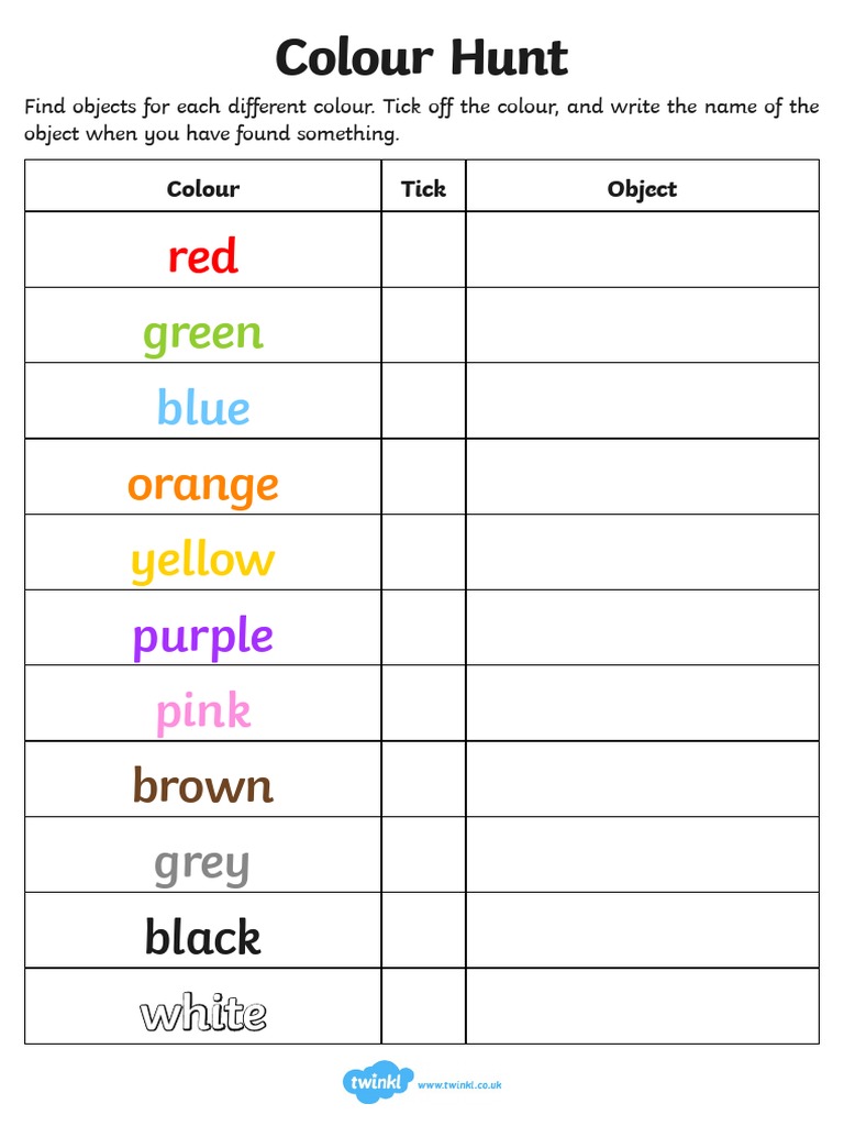 Kids' Color Scavenger Hunt | PDF