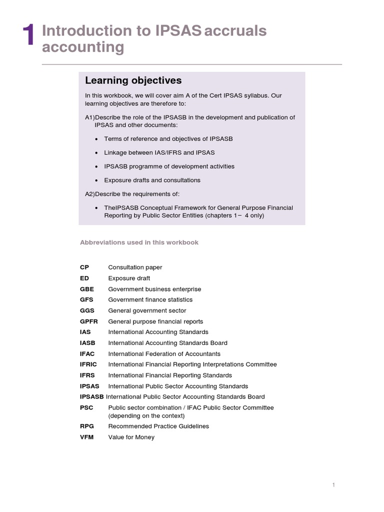 Workbook 1 Introduction To IPSAS Accruals Accounting | PDF | International Financial Reporting ...