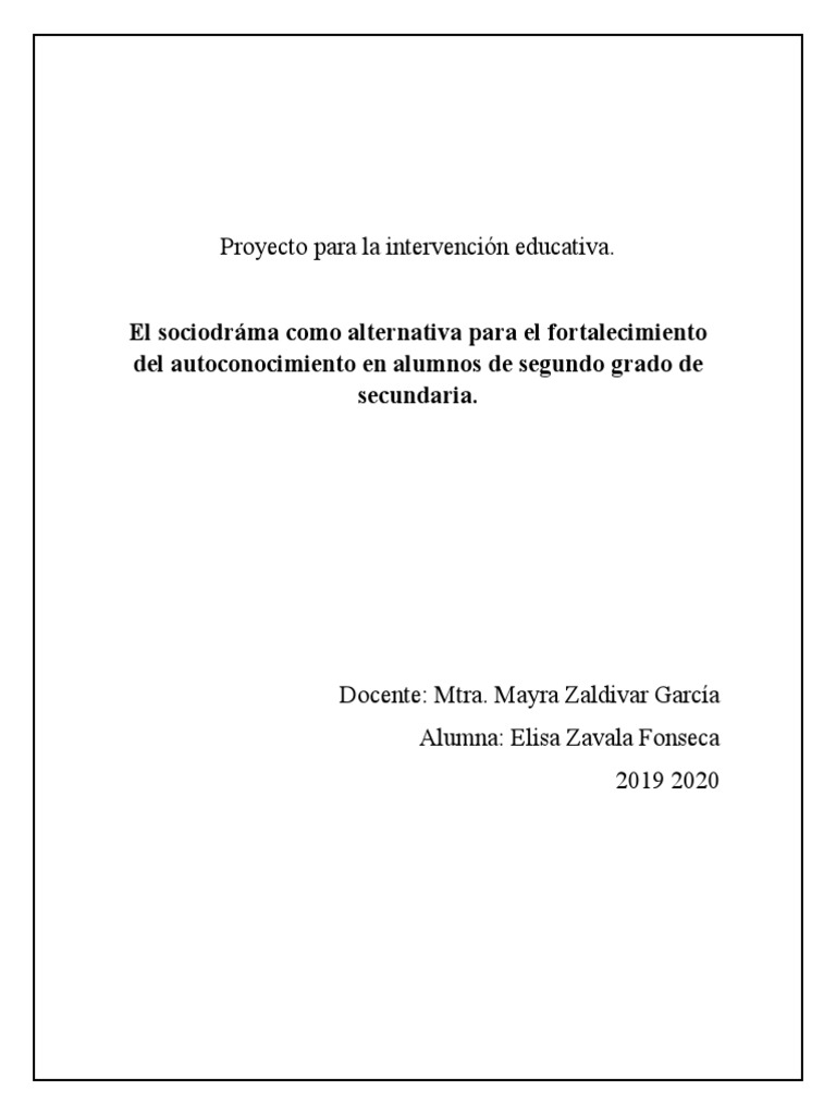 Proyecto para La Intervención Educativa | PDF | Evaluación | Las emociones