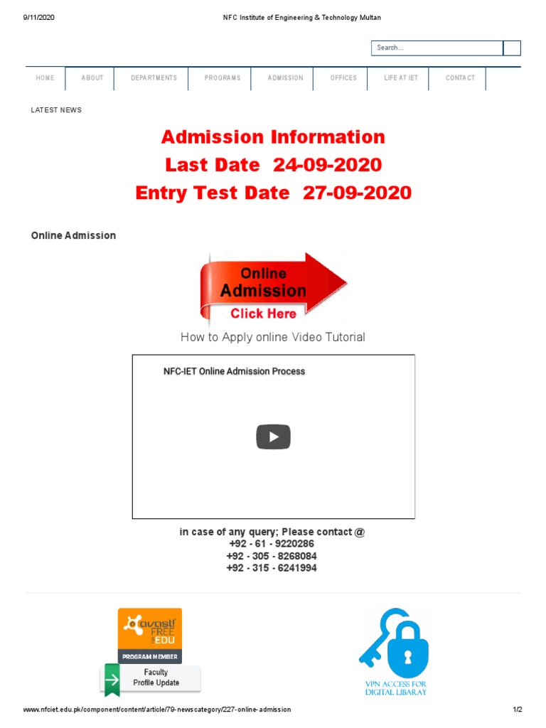 NFC Institute of Engineering & Technology Multan | PDF