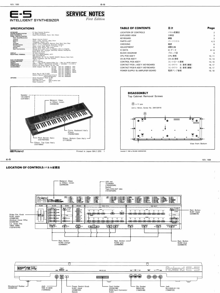 Roland E-5 Service Manual | PDF