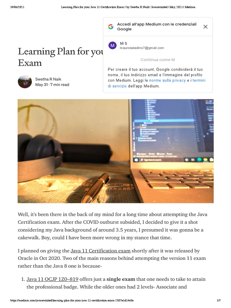 Learning Plan For Your Java 11 Certification Exam: Swetha R Naik | PDF ...