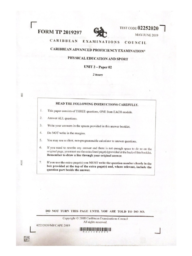 CAPE PE Unit 2 P2 2019 | PDF