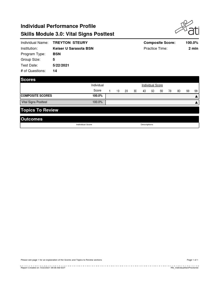 Individual Performance Profile Skills Module 3.0: Vital Signs Posttest ...