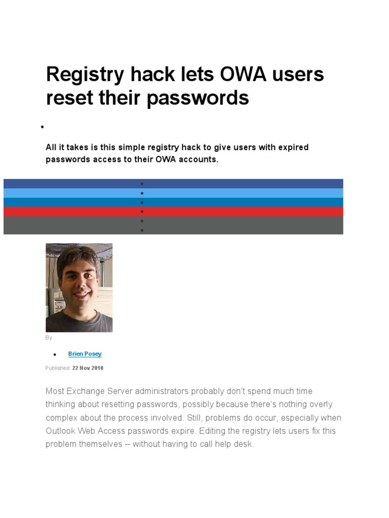 How To Reset Owa Paswords | PDF | Password | Windows Registry