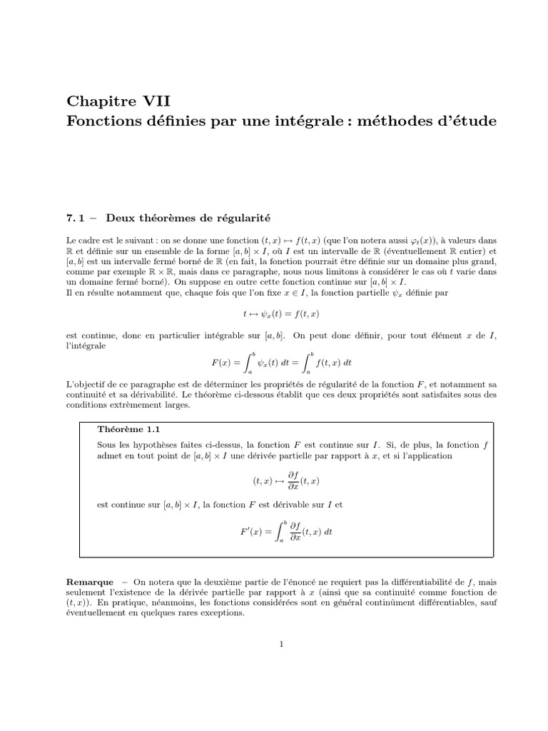 Propriétés de régularité des intégrales | PDF | Limite (mathématiques ...