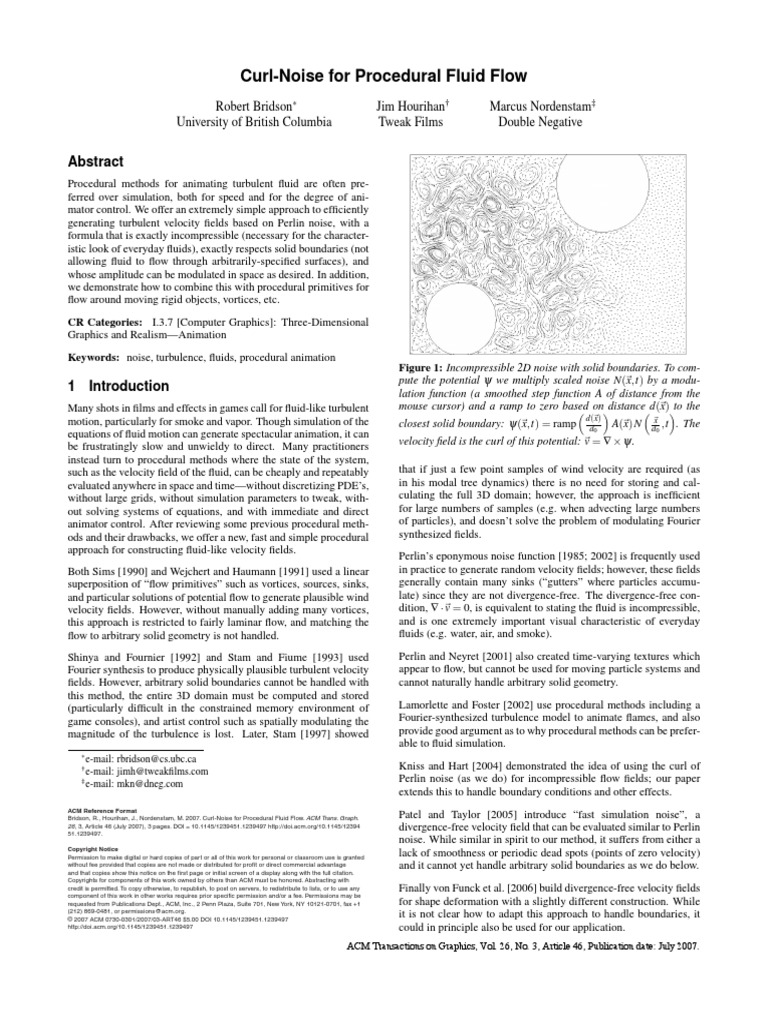Curl-Noise For Procedural Fluid Flow | PDF | Fluid Dynamics | Turbulence