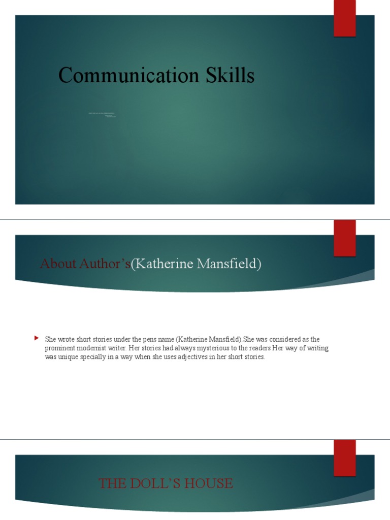 Communication Skills: Short Story: Doll'S House (Katherine Mansfield ...