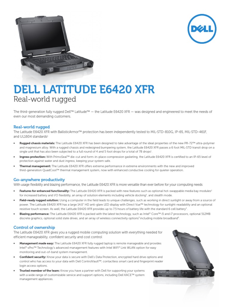 Dell Latitude E6420 XFR: Real-World Rugged | PDF | Computing | Electronics