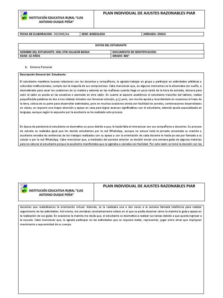 Formato Piar | PDF | Aprendizaje | Science