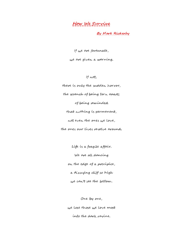 How We Survive: A Poem by Rickerby | PDF | Religion & Spirituality