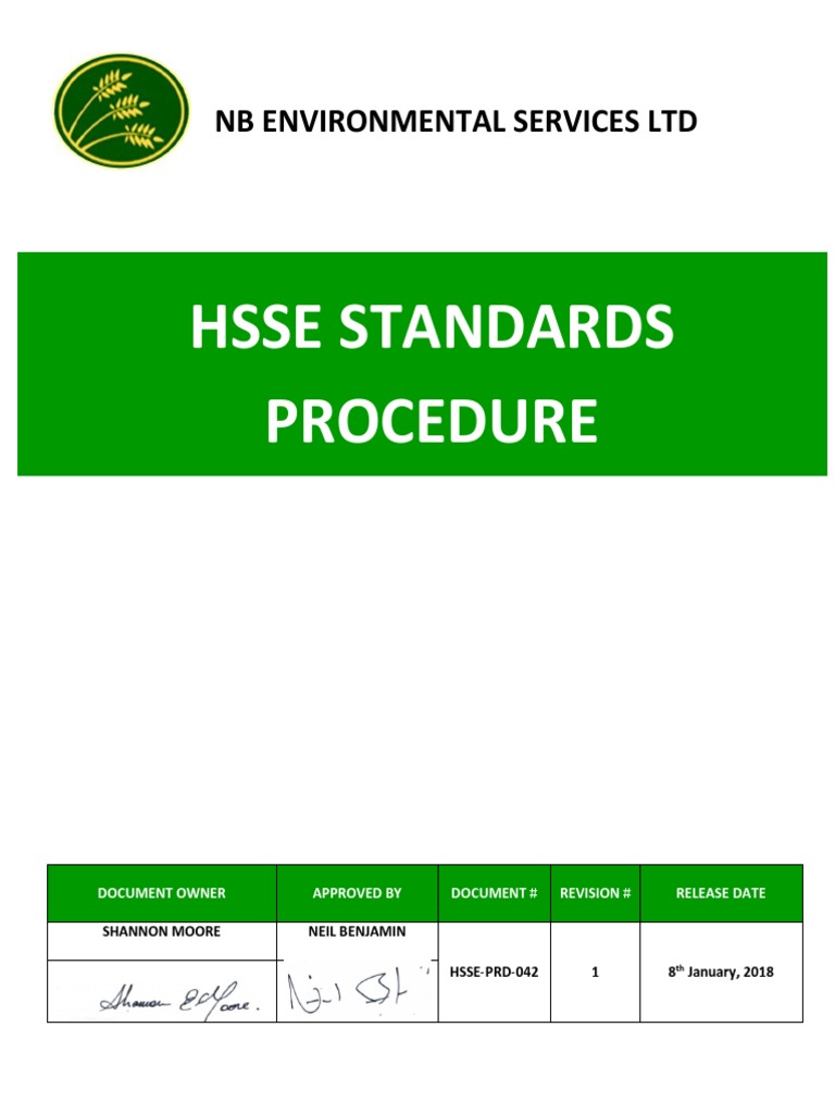 HSSE Standards Procedure | PDF | Occupational Safety And Health | Business