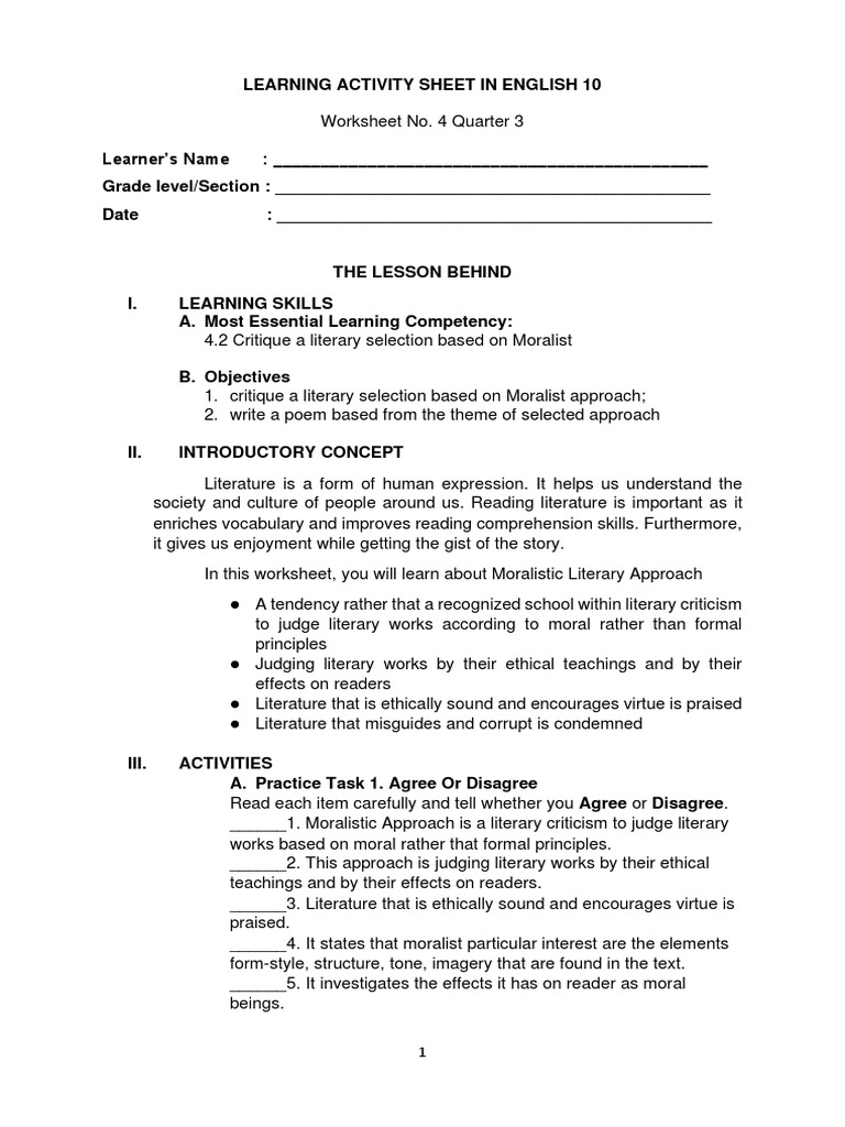 G10 W4 | PDF | Morality | Reading Comprehension