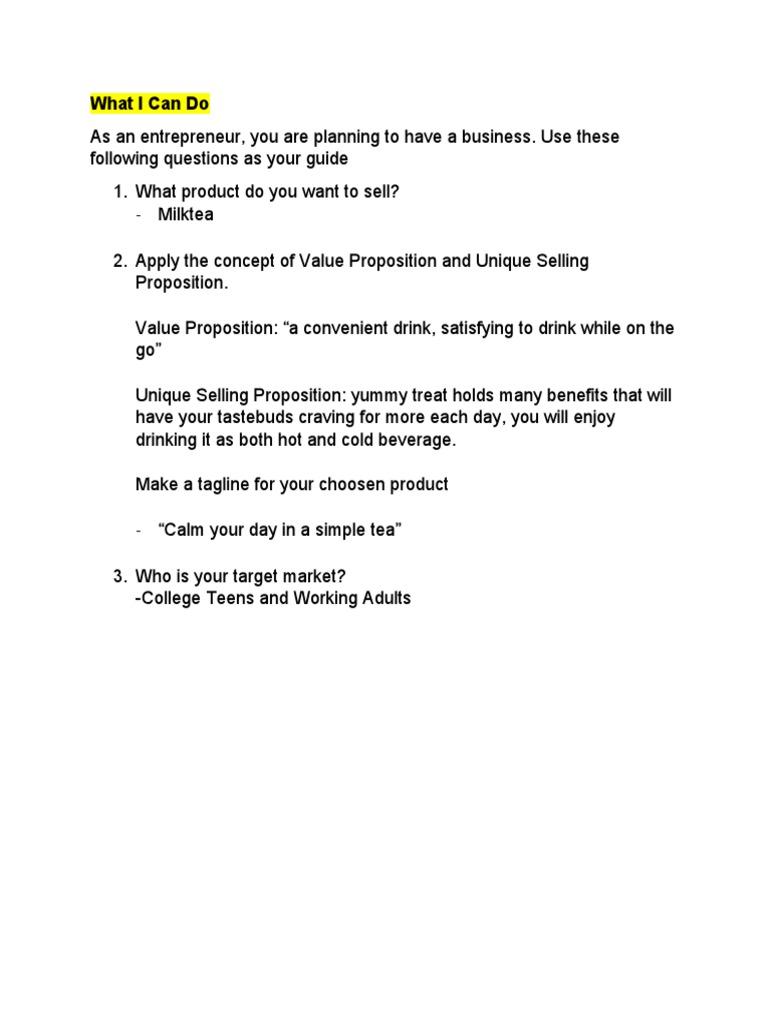 Entrepneurship Module 3 Performance Task | PDF