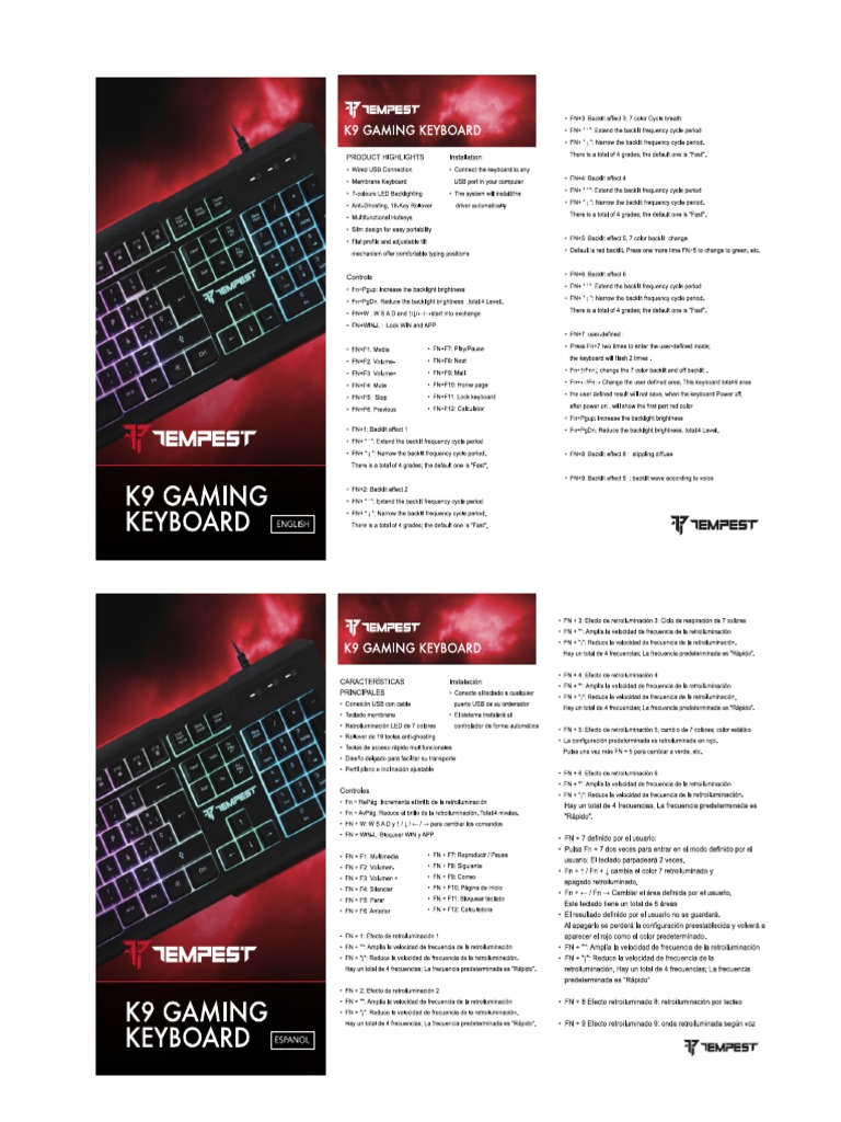 Teclado Tempest-K9-manual | PDF