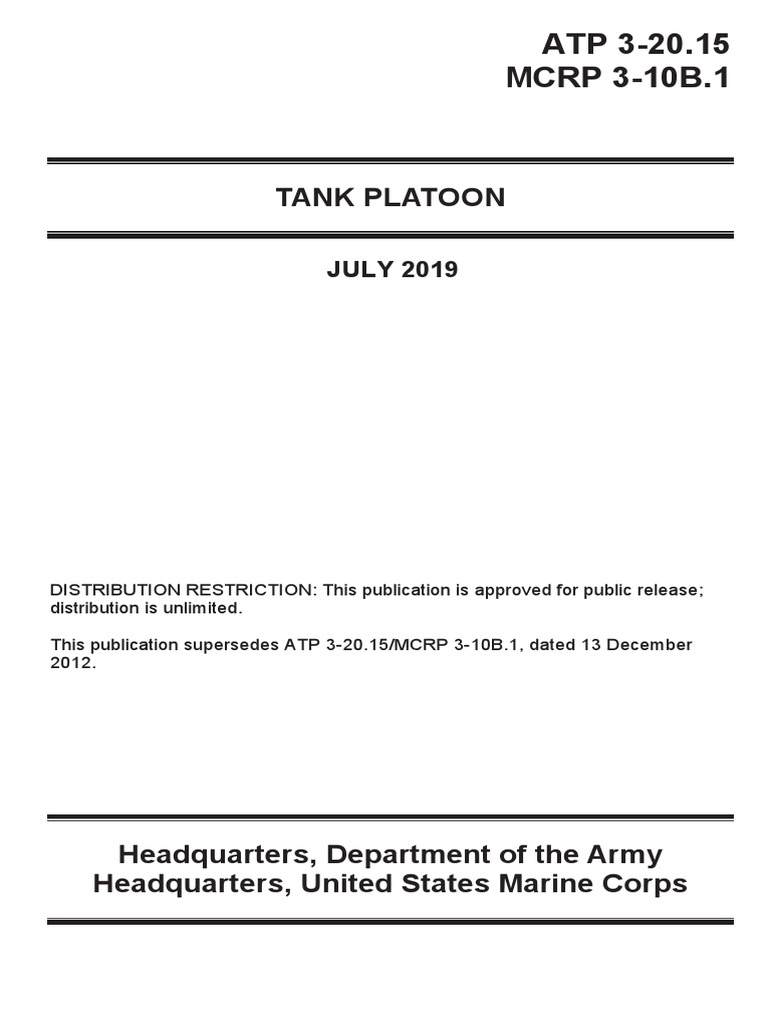 ATP 3-20.15 Tank Platoon Manual | PDF | Platoon | Company (Military Unit)