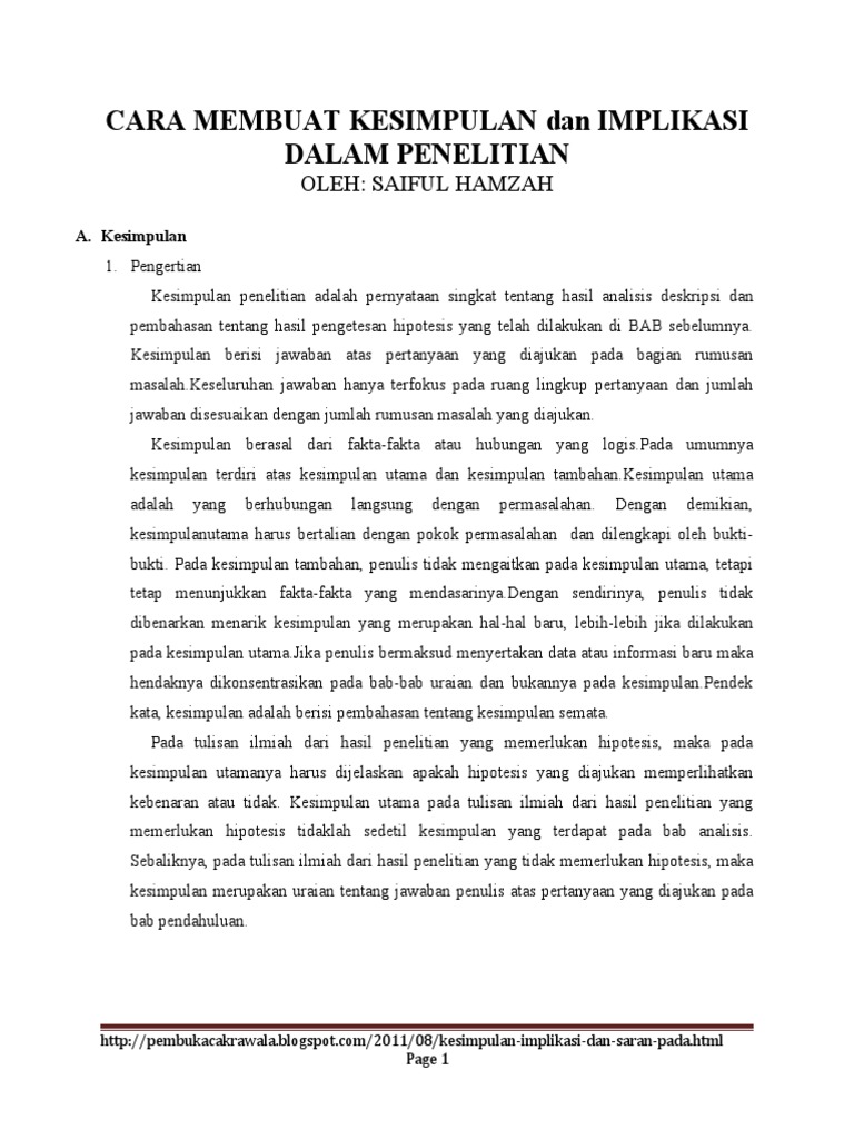 Kesimpulan dan Implikasi Penelitian | PDF
