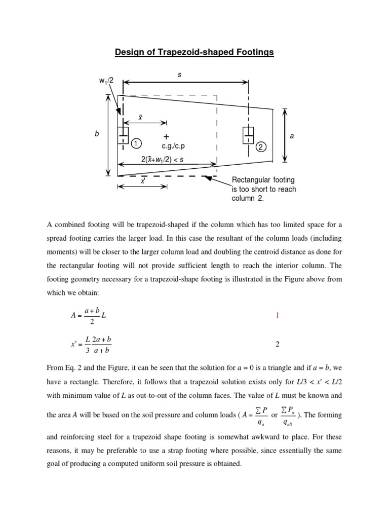 Lec 4 A, Trapezoidal Footings | PDF | Rectangle | Column