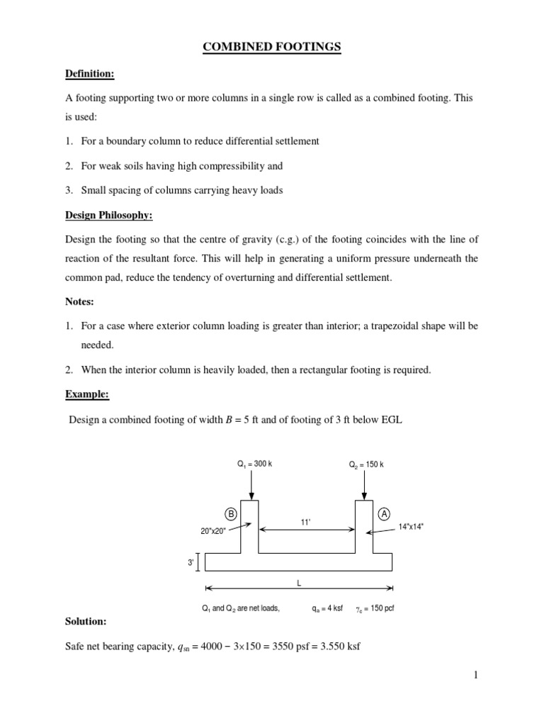 COMBINED AND STRAP FOOTINGS | PDF | Column | Pressure