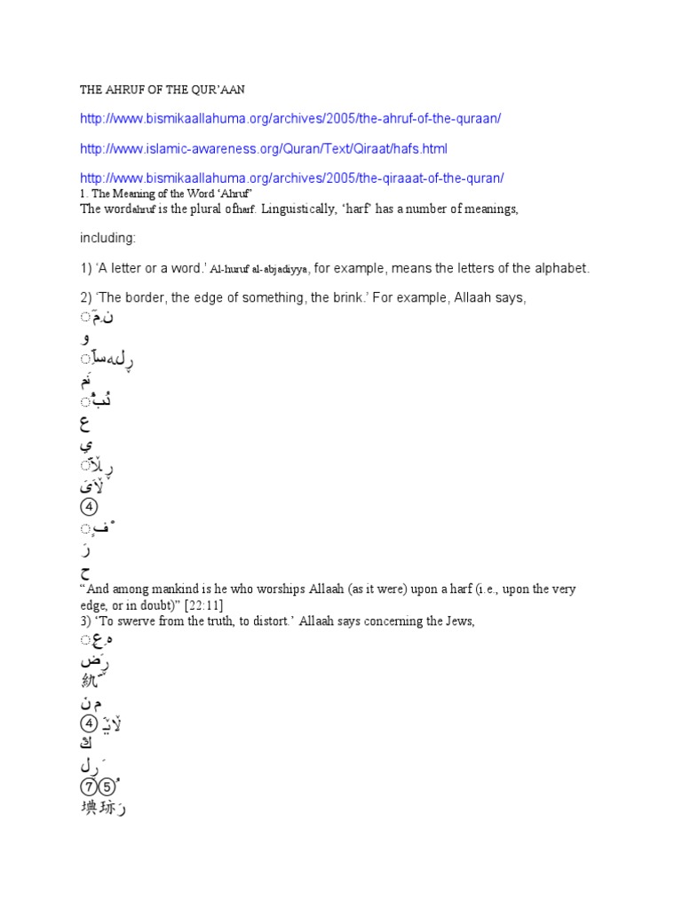The Ahruf of The Qur | PDF | Abrahamic Religions | Linguistic Typology