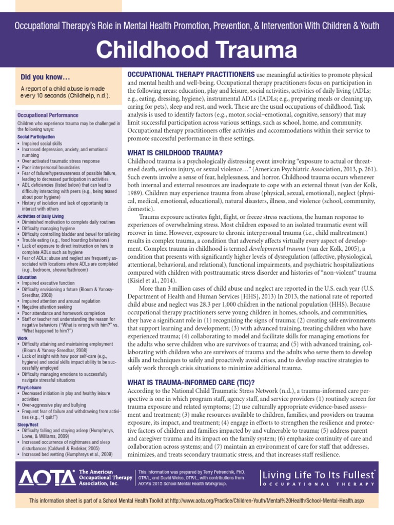 Childhood Trauma Info Sheet 2015 | PDF | Psychological Trauma ...