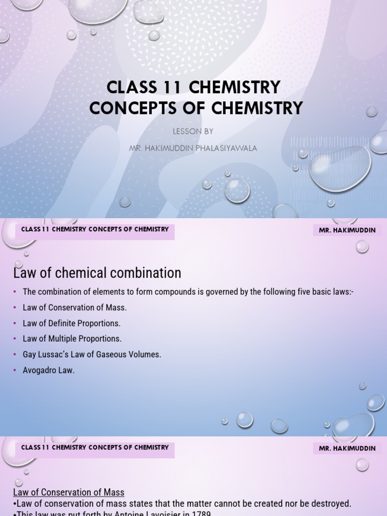 Chapter-1.3 Law of Chemical Combination-Hakim | PDF | Mole (Unit ...
