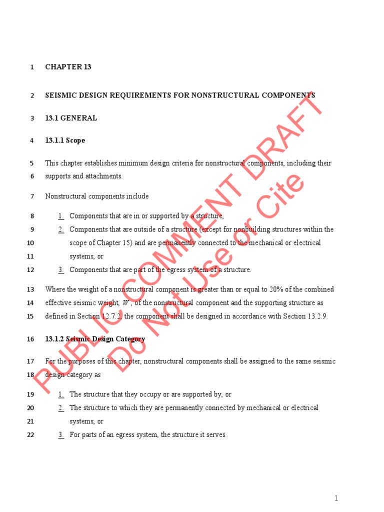 Asce 7-22 CH 13 - For PC | PDF | Concrete | Force