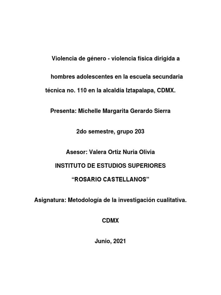 Proyecto Integrador Violencia de Género-Violencia Física Dirigida A ...