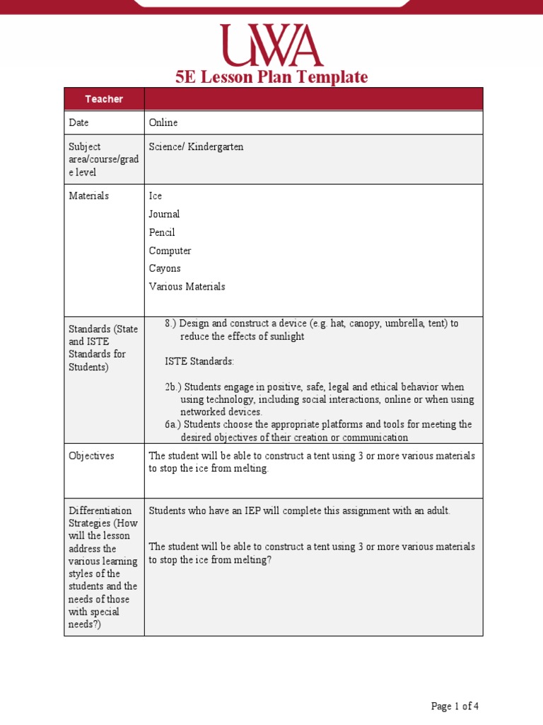 Bryan 5e Lesson Plan 2 | PDF | Lesson Plan | Science Education